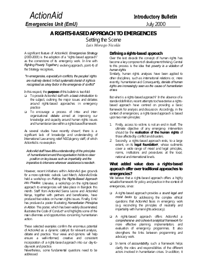 A Rights-Based Approach to Emergencies: Setting the Scene | ALNAP