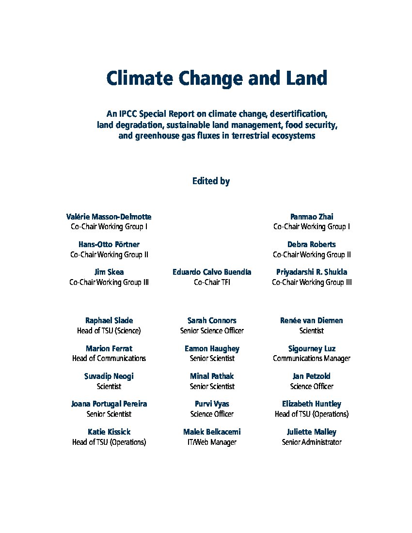 IPCC, 2019: Climate Change and Land: an IPCC special report on climate change, desertification ...