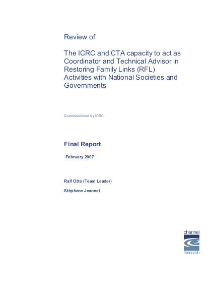 Review of the ICRC and CTA Capacity to Act as Coordinator and Technical ...