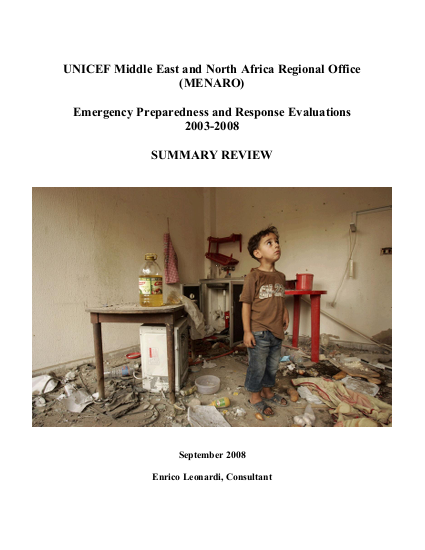 Emergency Preparedness and Response Evaluations 2003-2008 - UNICEF ...