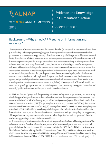 28th ALNAP Meeting: Information and Evidence in Humanitarian Action ...
