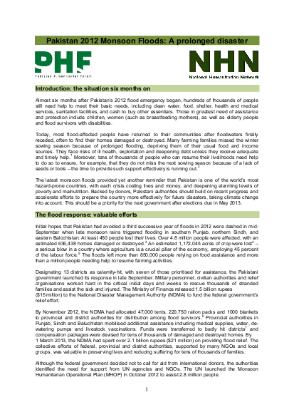 Pakistan 2012 Monsoon Floods: A prolonged disaster | ALNAP