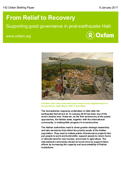 From Relief to Recovery: Supporting good governance in post-earthquake ...