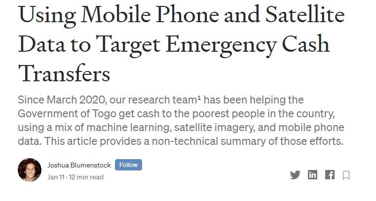 Using mobile phone and satellite data to target emergency cash ...