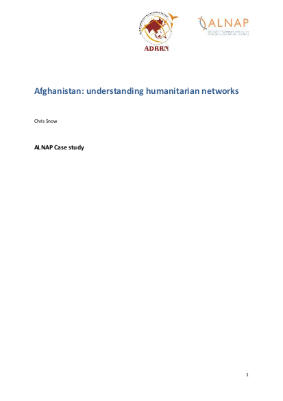 Afghanistan: understanding humanitarian networks | ALNAP
