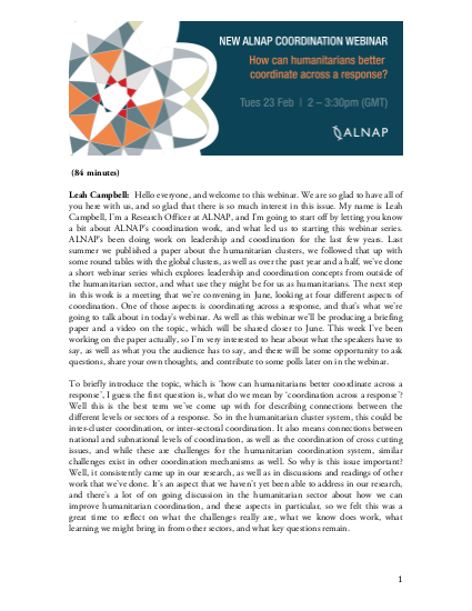 How can humanitarians better coordinate across a response ...