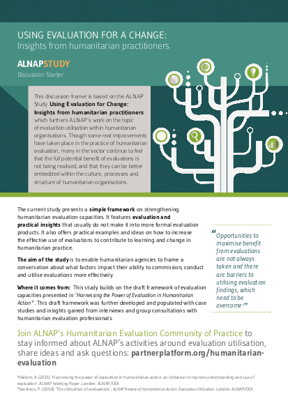 Using Evaluation for a Change: Insights from humanitarian practitioners ...