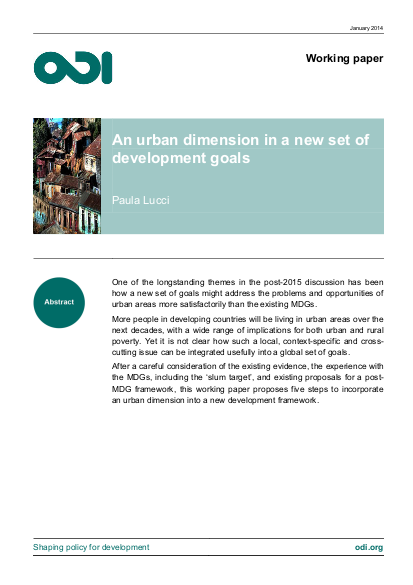 An Urban Dimension in a New Set of Development Goals | ALNAP