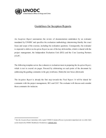 Guidelines for Inception Reports | ALNAP