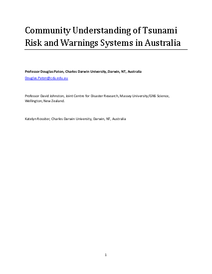 Community Understanding of Tsunami Risk and Warnings Systems in ...