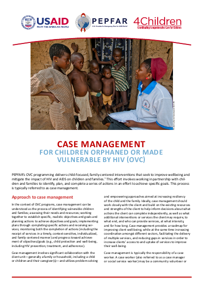 Case Management for Children Orphaned or Made Vulnerable by HIV | ALNAP