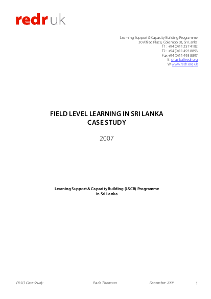 Field Level Learning in Sri Lanka: Case Study | ALNAP
