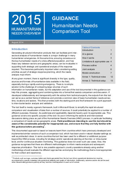 Humanitarian Needs Comparison Tool | ALNAP