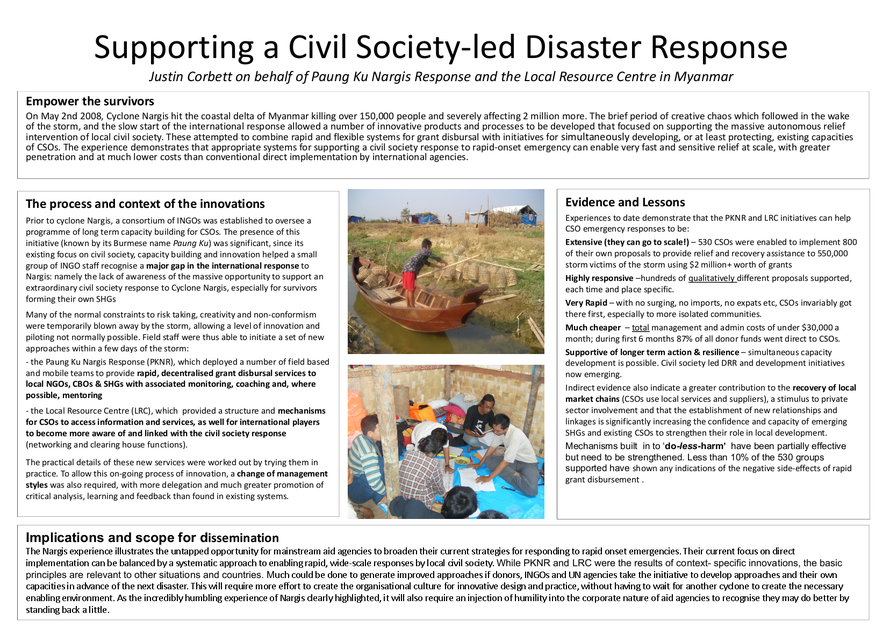 Response to Cyclone Nargis poster - Innovations fair | ALNAP