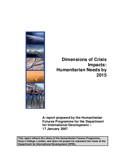 Dimensions of Crisis Impacts: Humanitarian Needs by 2015 | ALNAP