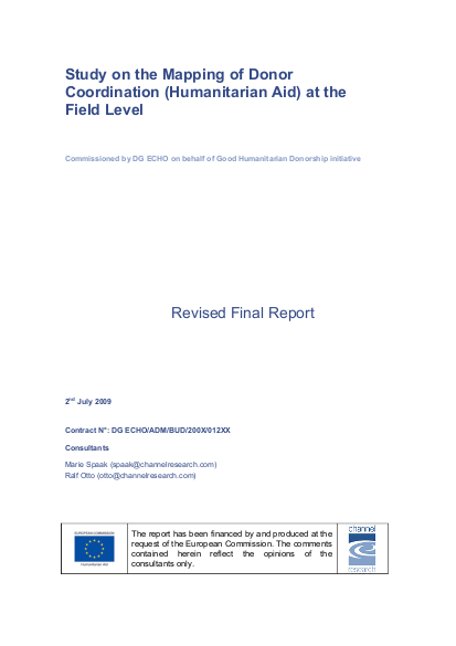 Mapping on the Donor Coordination (Humanitarian aid) at the field level ...
