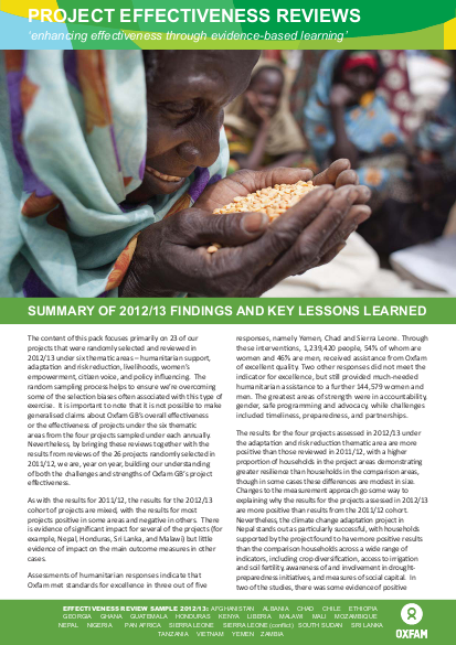 Effectiveness Reviews: Project Summary of 2012/13 Findings and Key ...