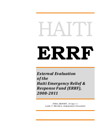 Haiti External Evaluation of the Emergency Relief & Response Fund (ERRF ...