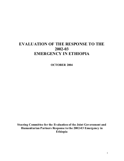 Evaluation of the Response to the 2002-03 Emergency in Ethiopia | ALNAP