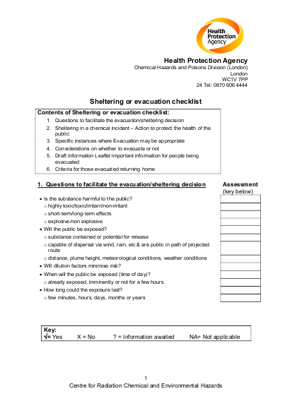 Sheltering or Evacuation Checklist | ALNAP