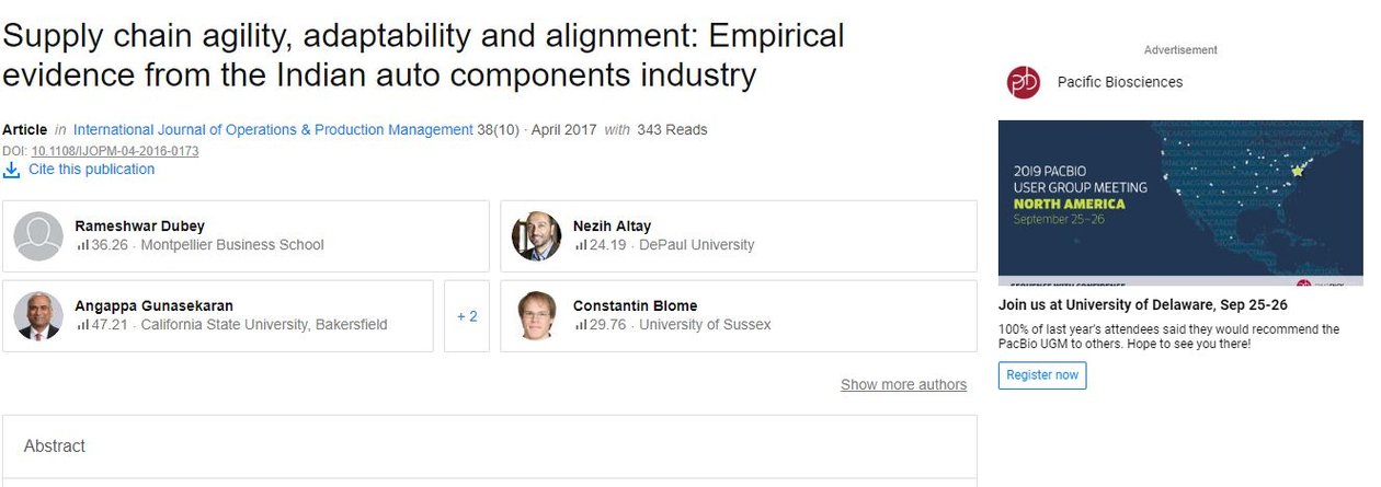 Supply Chain Agility, Adaptability and Alignment: Empirical Evidence ...
