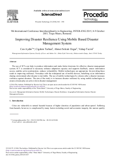 Improving Disaster Resilience Using Mobile Based Disaster Management ...