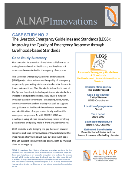 ALNAP Innovations Case Study No. 2 - LEGS | ALNAP