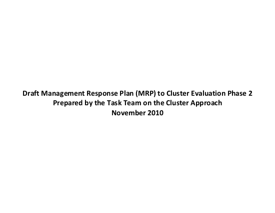 Draft Management Response Plan (MRP) to cluster evaluation phase 2 | ALNAP