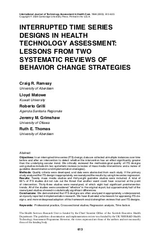 Interrupted time series designs in health technology assessment ...