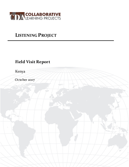 The Listening Project - Field Visit Report Kenya | ALNAP