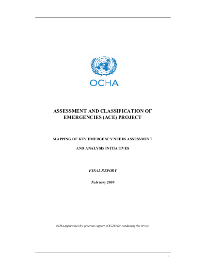Assessment and Classification of Emergencies (ACE) Project - Mapping of ...