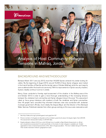 Analysis of Host Community-Refugee Tensions in Mafraq, Jordan | ALNAP