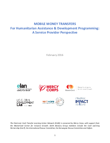 Mobile Money Transfers for Humanitarian Assistance & Development ...