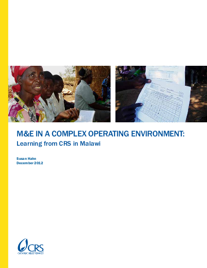 M&E in a Complex Operating Environment: Learning from CRS in Malawi | ALNAP