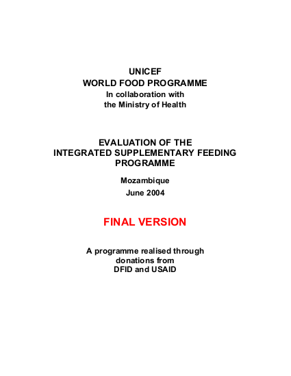 Evaluation of the Integrated Supplementary Feeding Programme | ALNAP