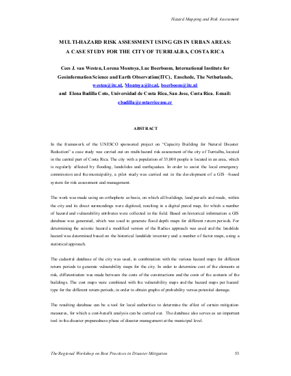 Multi-hazard Risk Assessment Using GIS in Urban Areas: A Case Study for ...