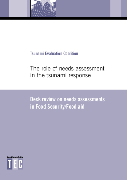 The role of needs assessment in the tsunami response: Desk review on ...