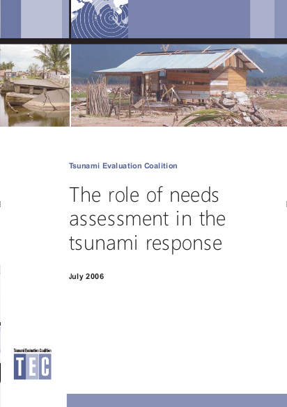 The role of needs assessment in the Tsunami response | ALNAP