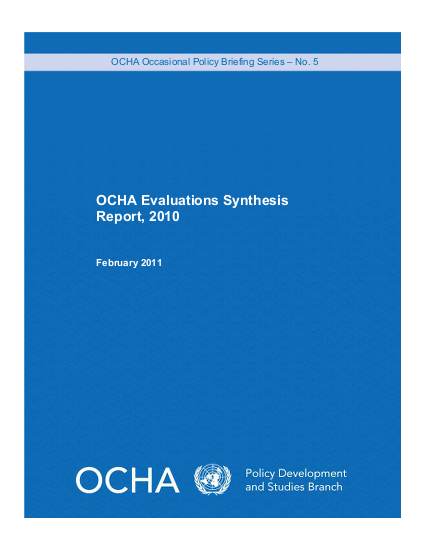 OCHA Evaluations Synthesis Report, 2010 | ALNAP