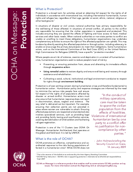 OCHA on Message: Protection | ALNAP