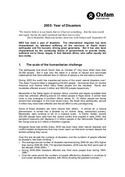2005 - Year of Disasters | ALNAP