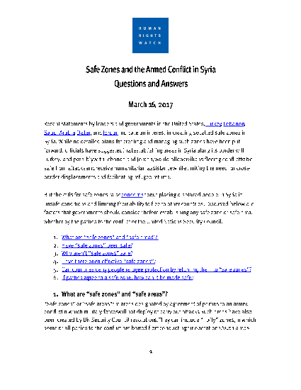 Safe Zones and the Armed Conflict in Syria: Questions and Answers | ALNAP