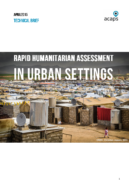 Rapid Humanitarian Assessment in Urban Settings | ALNAP