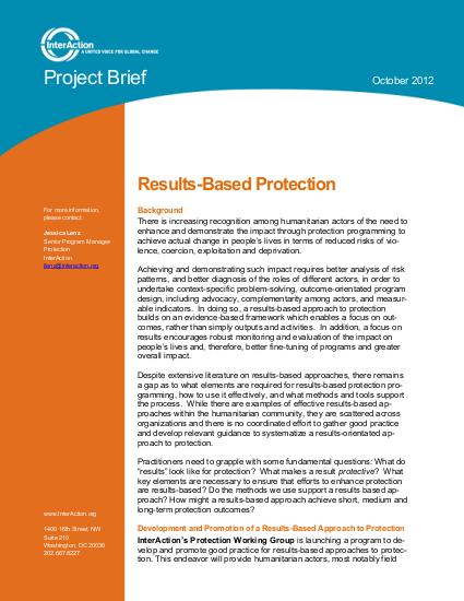 InterAction Project Brief - Results-Based Protection | ALNAP