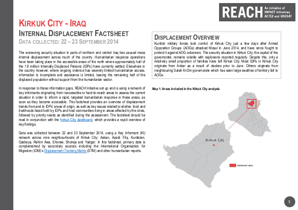 Kirkuk City - Iraq: Internal Displacement Factsheet | ALNAP
