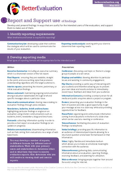 Report and Support Use of Findings | ALNAP