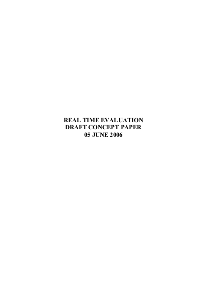 Real-time Evaluation, draft concept paper | ALNAP
