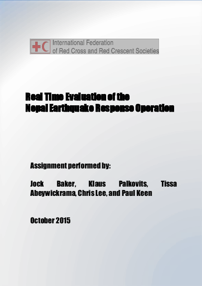 Real Time Evaluation of the Nepal Earthquake Response Operation | ALNAP