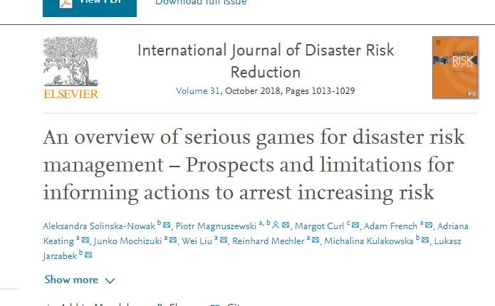 An overview of serious games for disaster risk management – Prospects ...