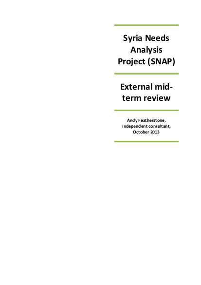 Syria Needs Analysis Project (SNAP): External Mid-Term Review | ALNAP